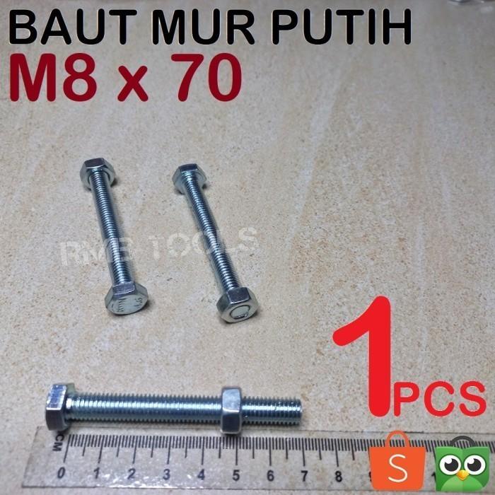 Jual Baut Mur Putih Hex M8x70 7cm Besi Galvanis BMP Hexagon Kunci 13 M8 - Kota Tangerang Selatan ...
