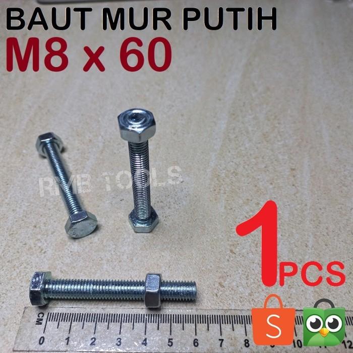 Jual Baut Mur Putih Hex M8x60 6cm Besi Galvanis BMP Hexagon Kunci 13 M8 - Kota Tangerang Selatan ...