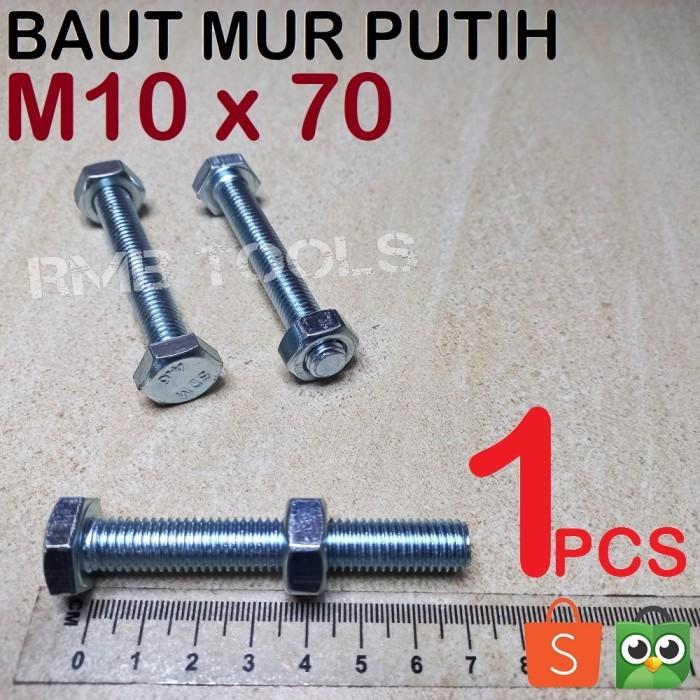 Jual Baut Mur Putih Hex M10x70 7cm Besi Galvanis BMP Hexagon Kunci 17 M10 - Kota Tangerang ...