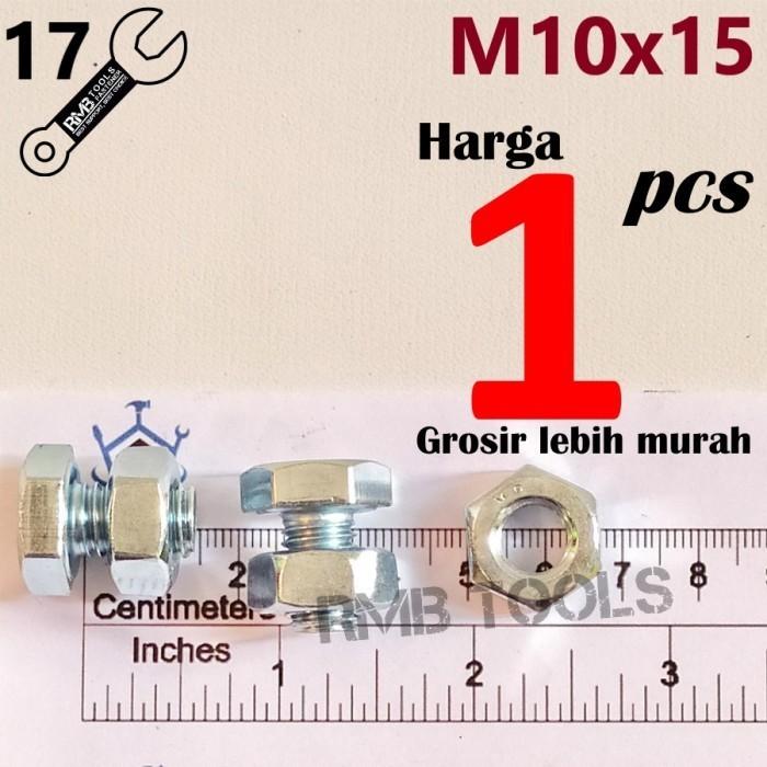 Jual Baut Mur Putih Hex M10x15 1.5cm Besi Galvanis BMP Hexagon Kunci 17 ...