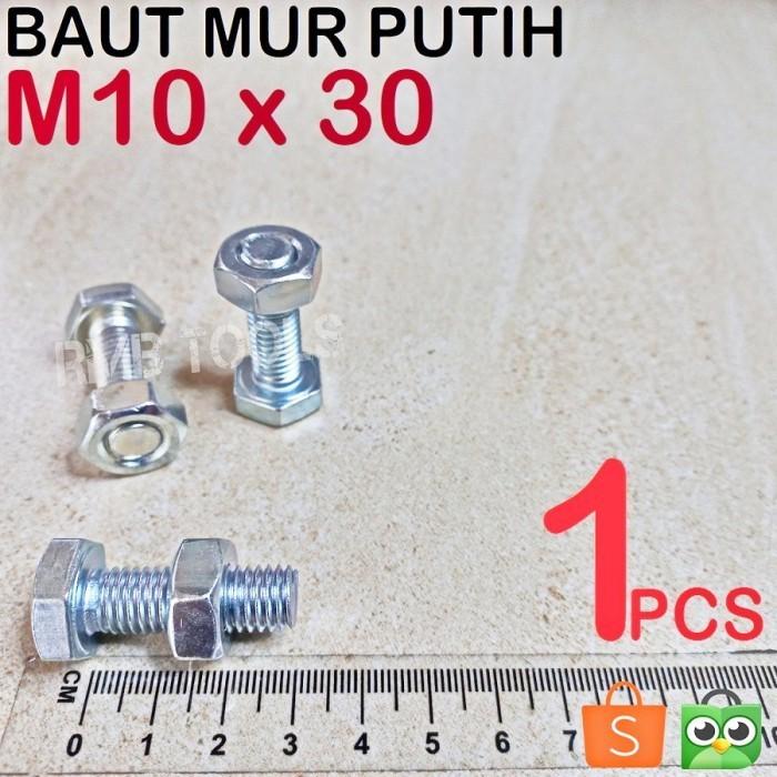 Jual Baut Mur Putih Hex M10x30 3cm Besi Galvanis BMP Hexagon Kunci 17 M10 - Kota Tangerang ...