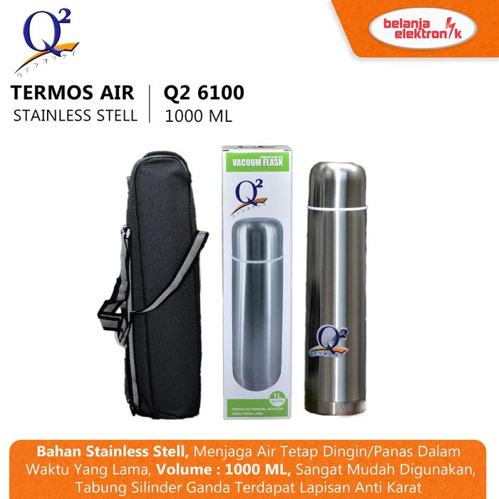 Jual Botol Thermos Termos Air Panas Dingin Q2 6100 Stainless 1L 1000 ml - Jakarta Barat ...