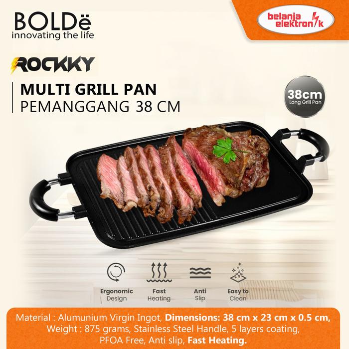 Jual BOLDE Rockky Multi Grill Pan (Pemanggang 38 Cm) BBQ Long Grill Pan ...