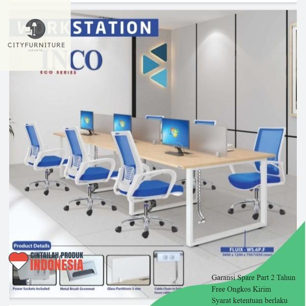 Jual Meja Kerja Meja Kantor 6 Staff INCO FLUIX-WS.6P.F By Indachi ...