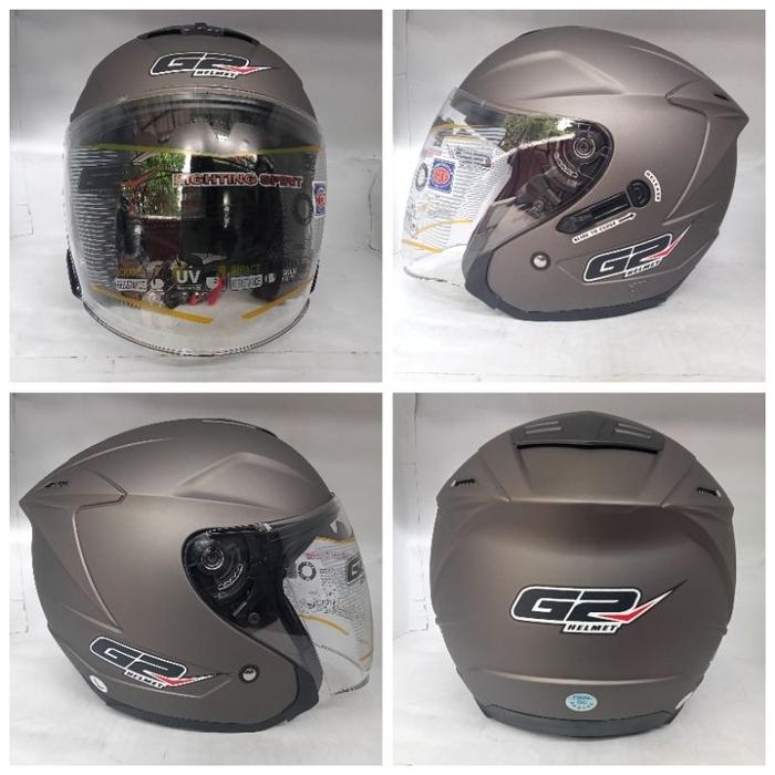 Jual HELM G2 OPTIMAX SOLID ORIGINAL KACA DOUBLE VISOR HELM HALF FACE ...