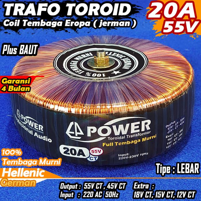 Jual Trafo Toroid | Trafo Donat Ct 55V 45V 20A (Murni) Extra Ct 18V 15V 12V - Kota Surabaya ...