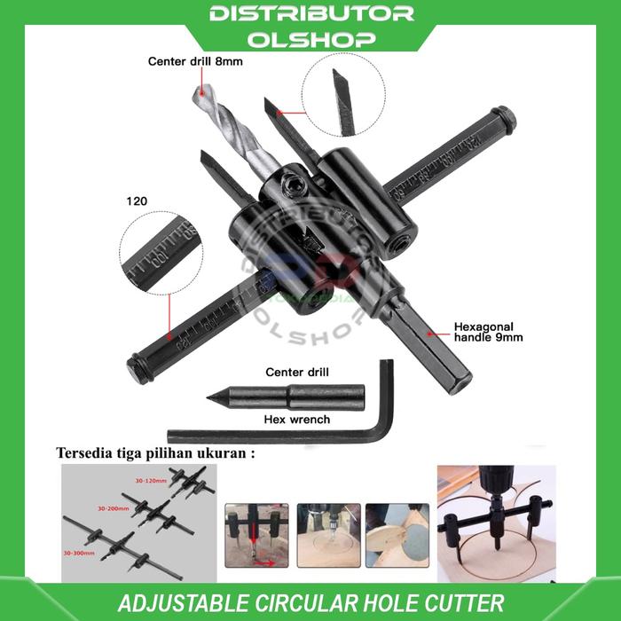 Jual Adjustable Circle Cutter Hole Saw Mata Bor Kayu Papan Jangka ...