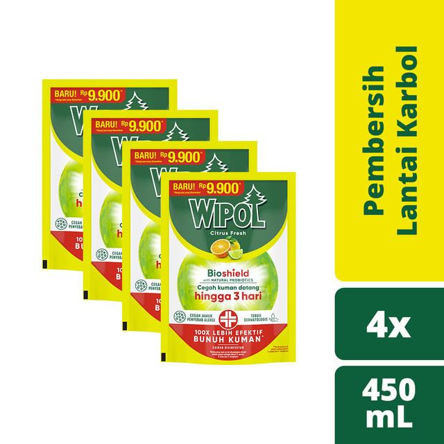 Jual Wipol Karbol Pembersih Lantai Probiotic Citrus Fresh 450ml Isi 4 ...