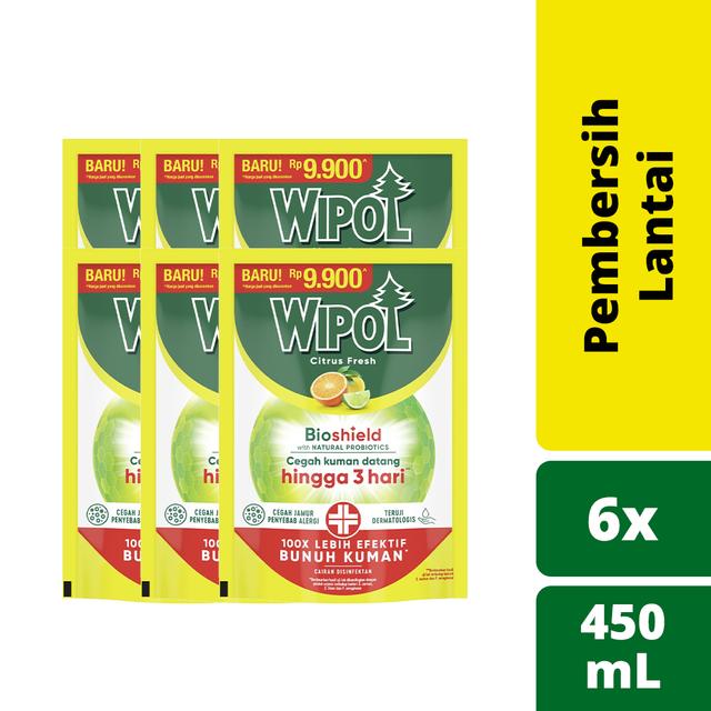 Jual Wipol Karbol Pembersih Lantai Probiotic Citrus Fresh 450ml Isi 6 ...