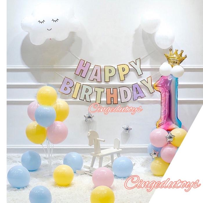 Jual [BARANG]TERBARU READY PAKET BALON HAPPY BIRTHDAY SET TEMA AWAN ...