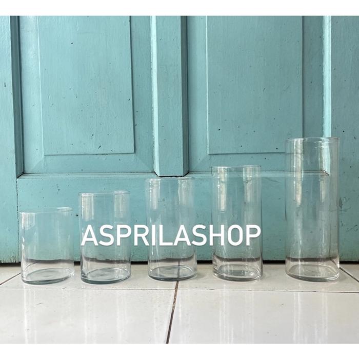 Jual Vas kaca silinder vase bunga tabung kaca bening diameter 9cm ...