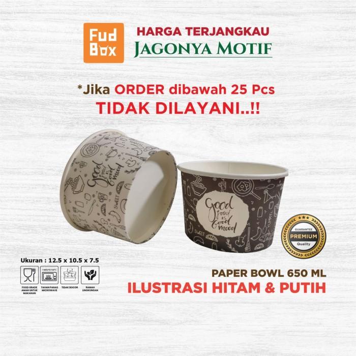 Jual Sale Paper Bowl 650 Ml Motif Ilustrasi | Paper Rice Bowl | Mangkuk ...