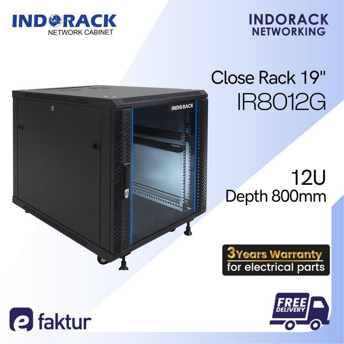 Jual Indorack Close Rack 12U Glass Door Rack Server 19" Depth 800mm IR ...