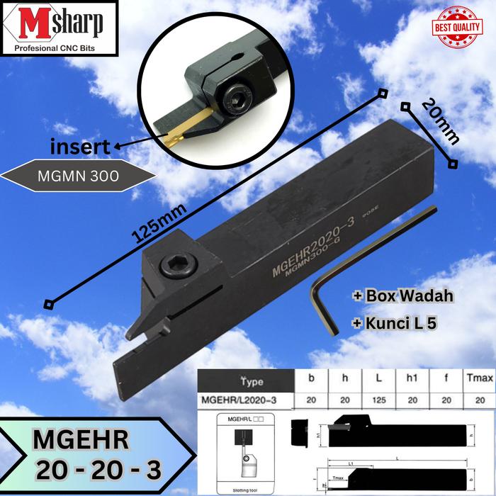 Promo Holder Bubut Alur MGEHR 1010 1212 1616 2020 2525 2mm 3mm Insert MGMN - MGEHR 2020 3mm ...