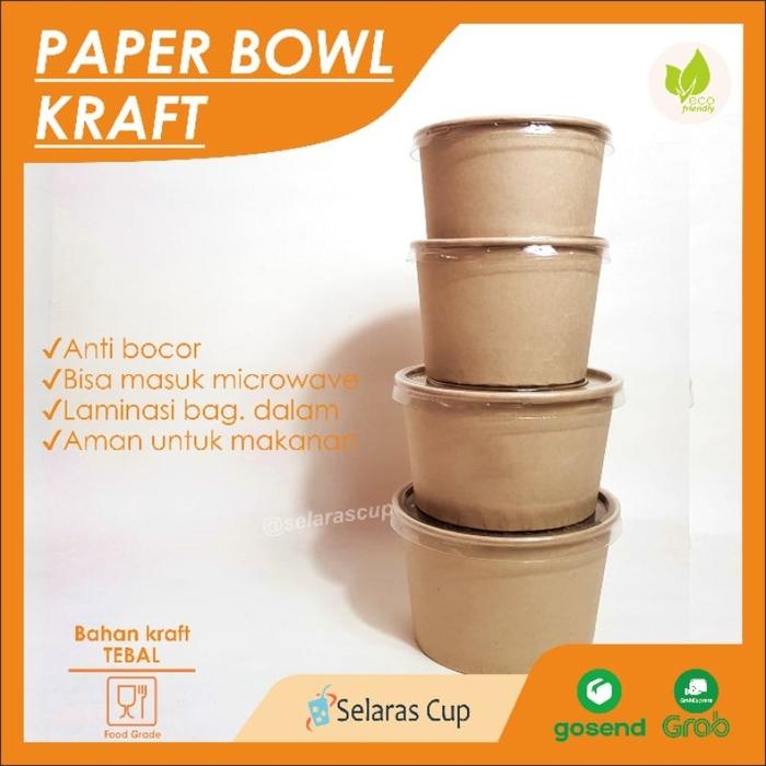 Jual ;; Isi 100 Paper Bowl Kraft - Paper Bowl Cokelat - Paperbowl Tahan Air Di Seller Shin Store ...