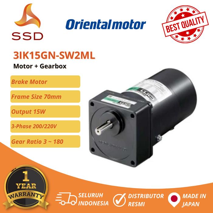 Jual Oriental Brake Motor 15W 3-Phase 200/220V 3IK15GN-SW2ML + Gearbox - 3GN9KF - Jakarta Utara ...