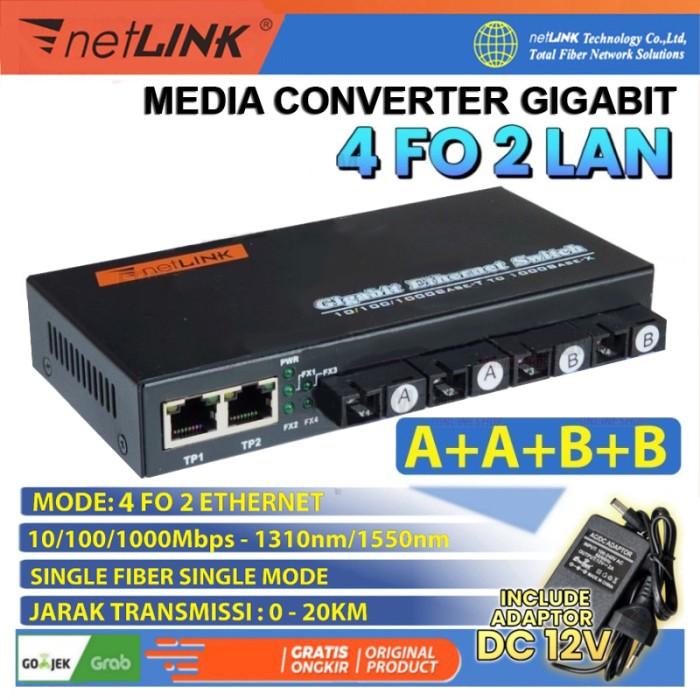 Jual Media converter Gigabit 2 FO/4 FO/6 FO 2 LAN 10/100/1000M Fiber Optic - 4 FO 2 LAN ...