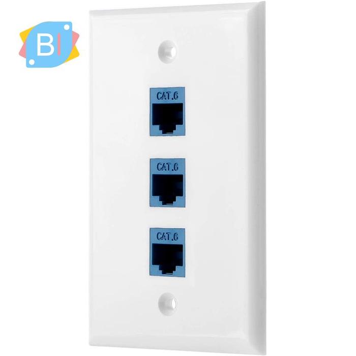 Jual 1pack Plat Dinding Ethernet 3-port Plat Dinding Rj45 Dengan Insert ...