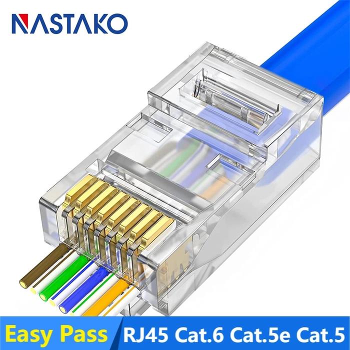 Jual Easy Pass RJ45 Connector Cat5 CAT5e CAT6 Network Cable Modular ...
