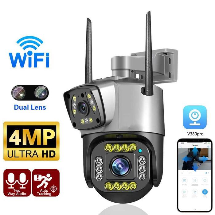 Jual Kamera CCTV Sensor Gerak Jarak Jauh Dobel Kamera Dual Lens Outdoor ...