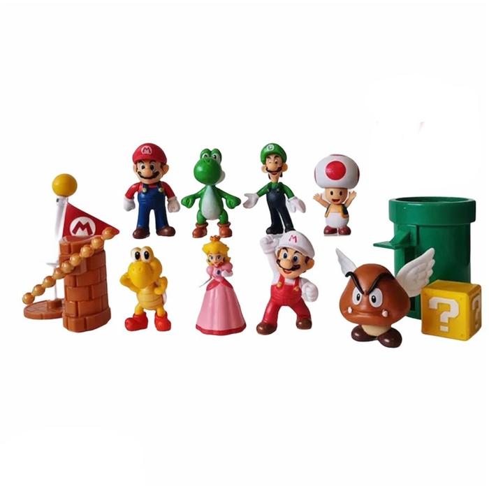 Jual TOPPER KUE MARIO BROS FIGURE SET ISI 12 / MAINAN ANAK MARIO BROS ...