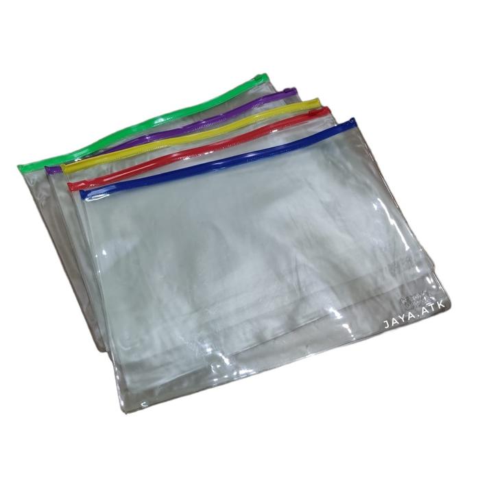 Jual :: ZIPPER POCKET MAP PLASTIK FOLIO F4 TRANSPARAN DOKUMEN ZIP BAG ...