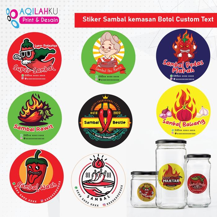 Jual 🎗 [Isi 15-77 Pcs] Stiker Sambal | Sticker Label kemasan Botol ...