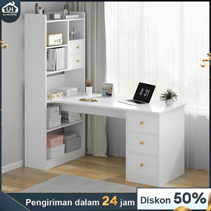 Jual Meja Belajar Dengan Rak Corner Meja Komputer Laci Serbaguna Meja ...