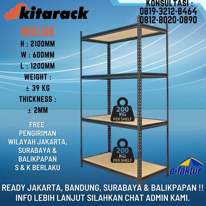 Jual WAREHOUSE RACK KITARACK BOLTLESS RAK GUDANG 4 SUSUN 2.1 METER ...