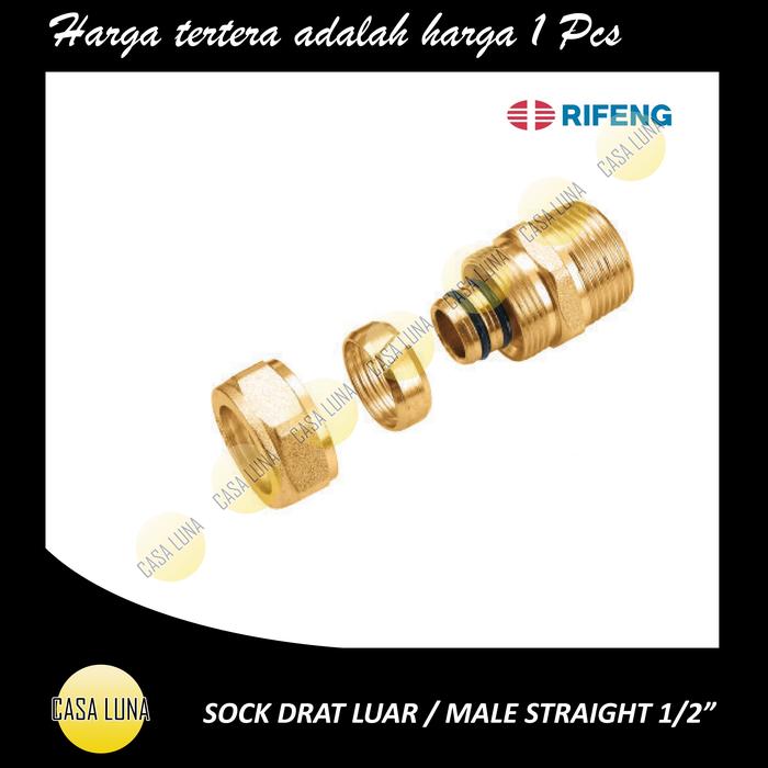 Jual Sock Drat Luar Air Panas Rifeng 1/2" Male Straight SDL Kuningan 1/ ...