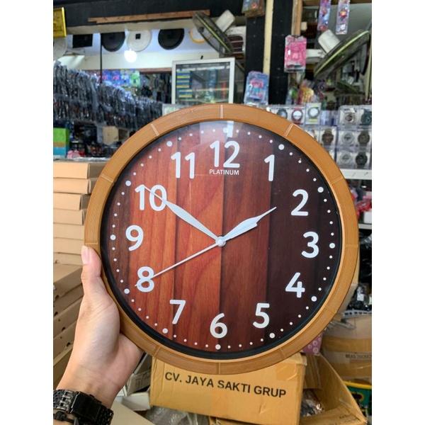 Jual Jam Dinding Bulat Vintage Minimalis Modern Motif Kayu Wood Grain ...