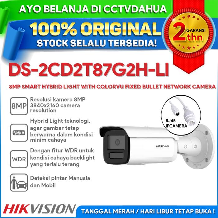 Promo HIKVISION DS-2CD2T87G2H-LI 8MP HYBRID LIGHT COLORVU FIXED IP CAMERA - 2.8mm - Jakarta ...