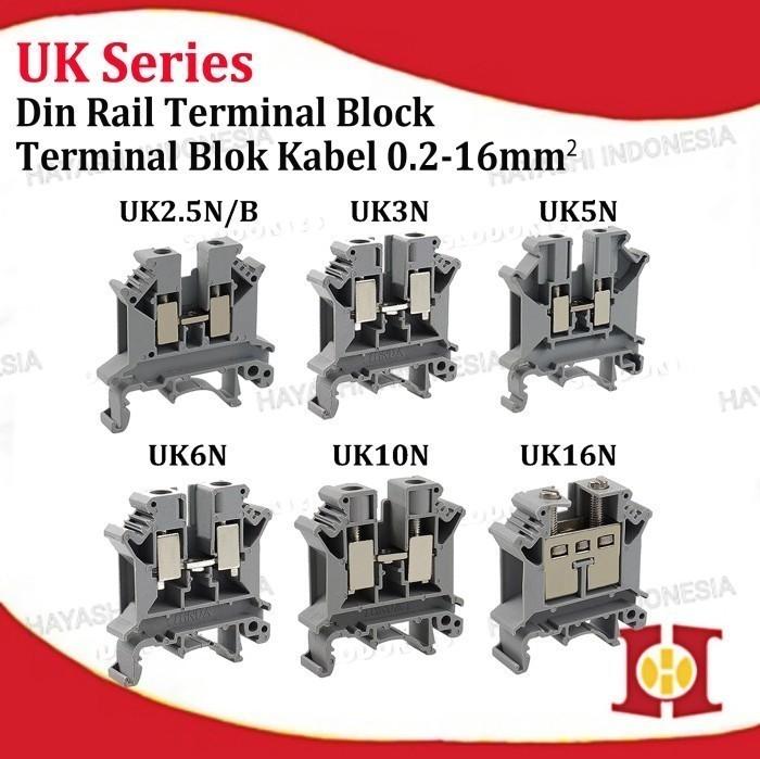 Jual Terminal Block Din Rail 800V UK2.5N UK3N UK5N UK6N UK10N UK16N UK35N - UK-3N - Kab ...