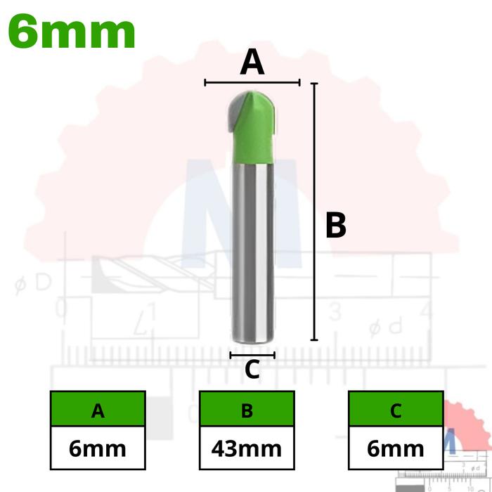 Promo Mata Profil kayu bulat radius round bottom router bit - 6mm ...