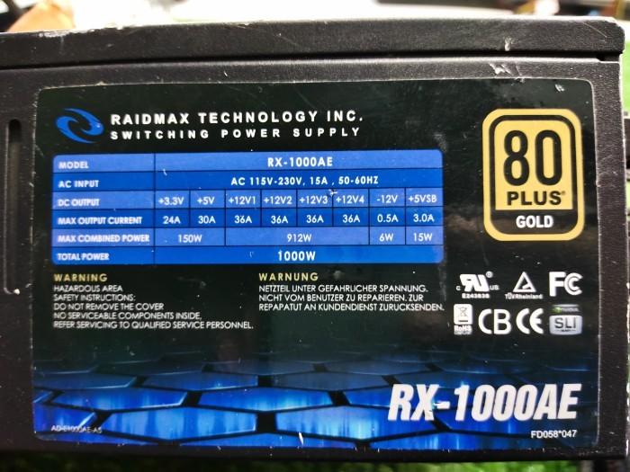 Jual PSU GAMING Raidmax RX-1000AE 1000WATT 80+ GOLD PGS-MIX-09 ...