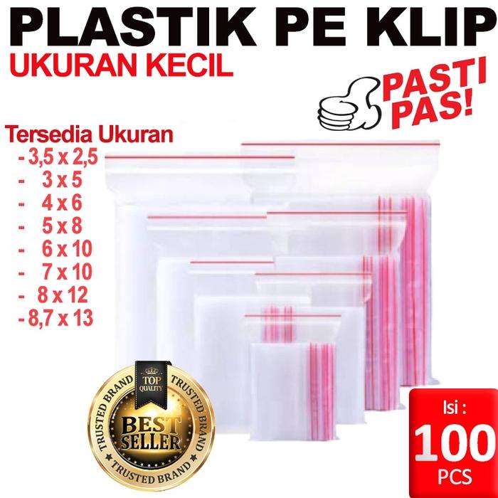 Jual PLASTIK KLIP / PLASTIK ZIPLOCK ISI 100 LEMBAR (PER PACK) plastik ...