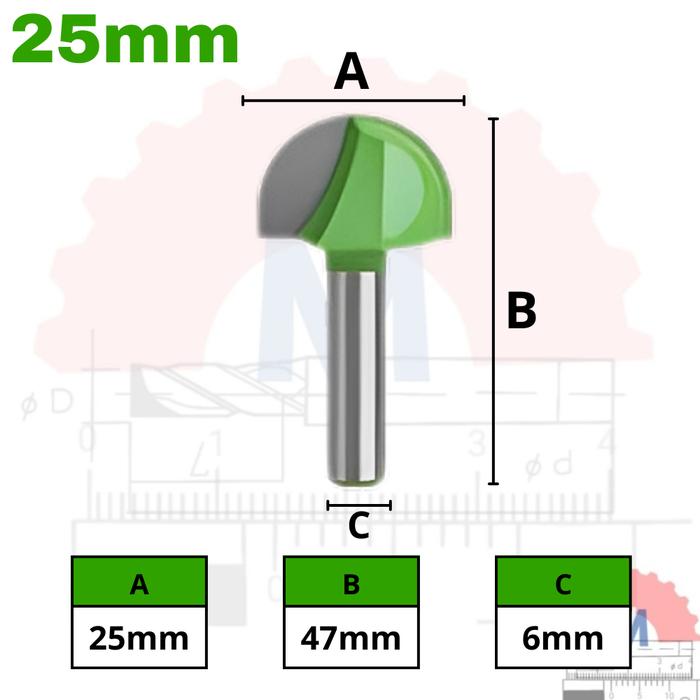 Promo Mata Profil kayu bulat radius round bottom router bit - 25mm ...
