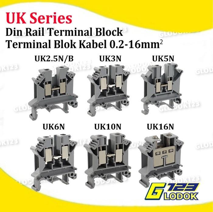 Jual Terminal Block Din Rail 800V UK2.5N UK3N UK5N UK6N UK10N UK16N ...