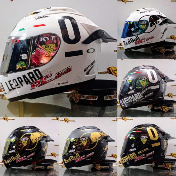 Jual Helm full face Kyt RC7 polos putih modif paket ganteng LEOPARD ...