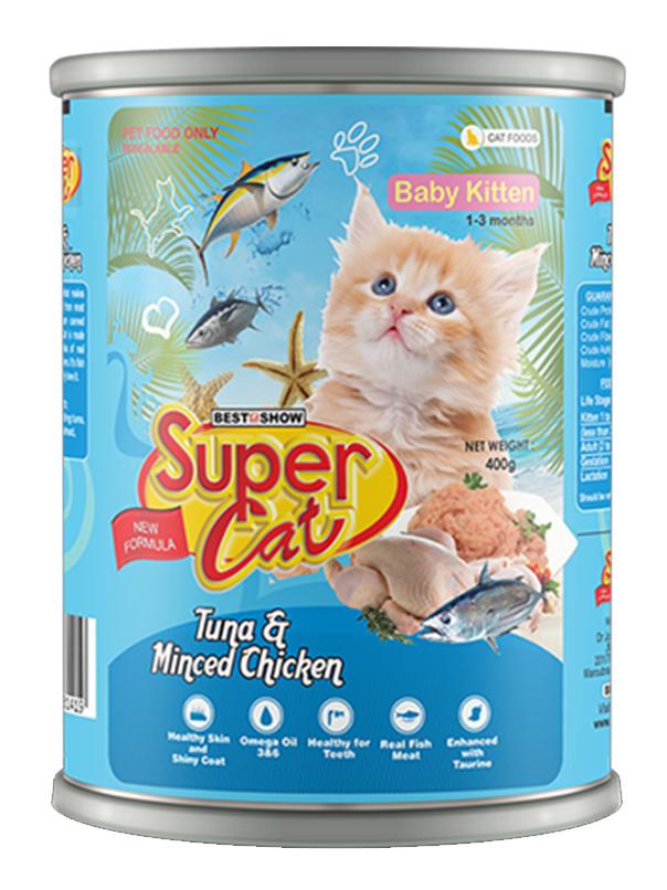 Jual Super Cat Kaleng Kitten Tuna & Minced Chicken 400 Gr ...
