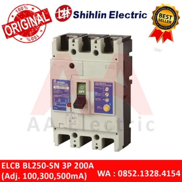 Jual ELCB Shihlin Electric BL250-SN 3 Pole 200 A / BL250SN 3P 200A Best ...