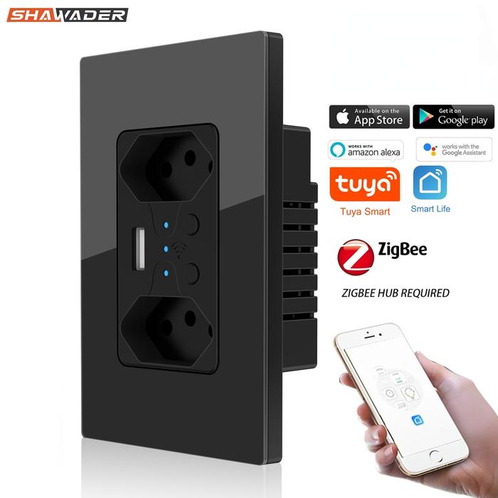 Jual Zigbee Smart Brazilian Wall Socket USB Tomada Electric Brazil Plug ...