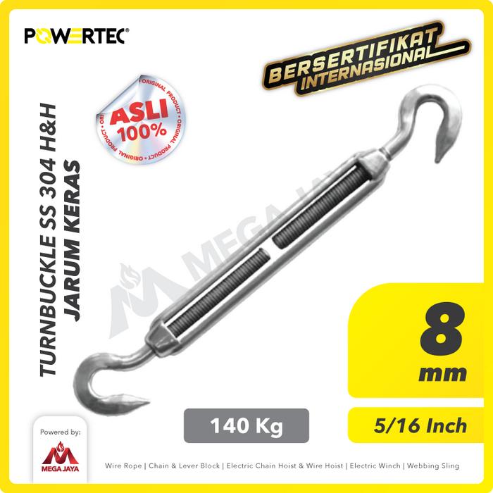 Jual Turnbuckle / Jarum Keras SS 304 Hook & Hook M8 Span Skrup POWERTEC ...