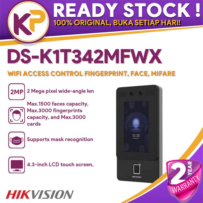 Promo HIKVISION DS-K1T342MFWX WIFI ACCESS CONTROL FINGERPRINT, FACE ...