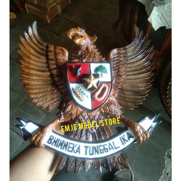 Jual ornamen ukir kayu dekorasi dinding lambang burung garuda jati ...