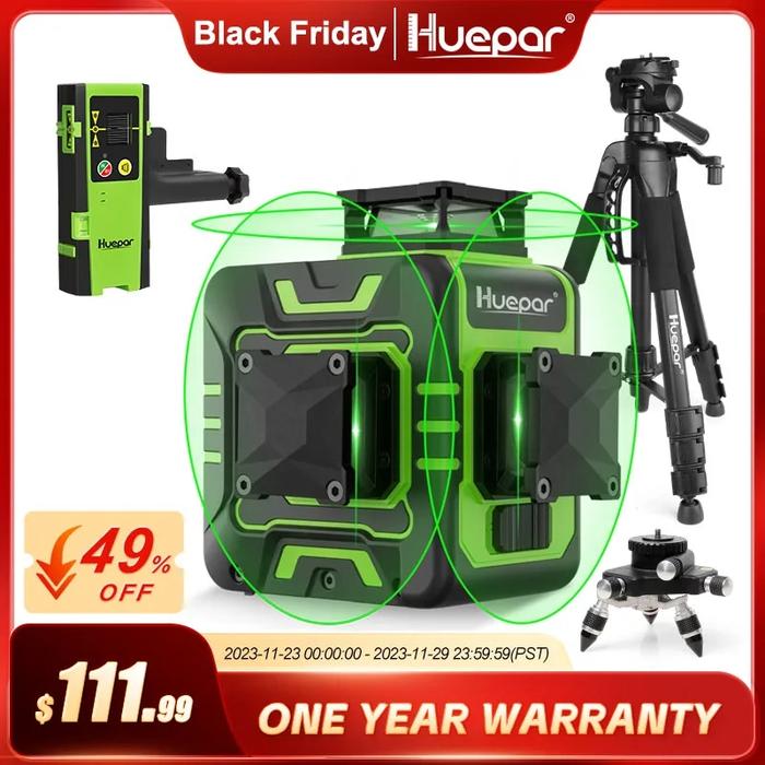Jual Huepar 12 Lines 3D Laser Level Kit Osram Green Self-Leveling ...