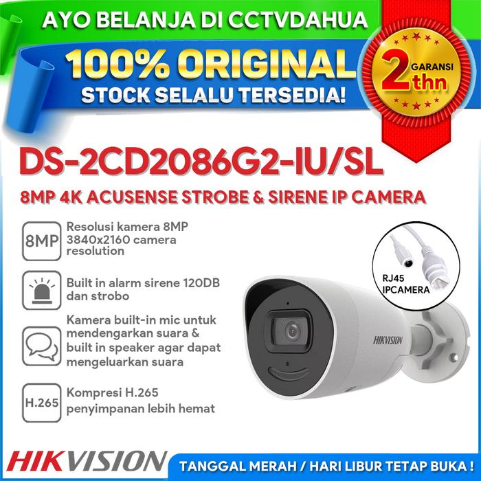 Promo HIKVISION DS-2CD2086G2-IU/SL 8MP 4K ACUSENSE STROBE & SIRENE IP ...