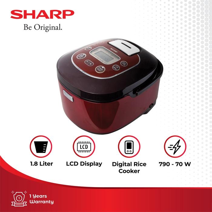 Promo Sharp Cookwear KS-TH18-RD Digital Rice Cooker Red 1.8 Liter 790 ...