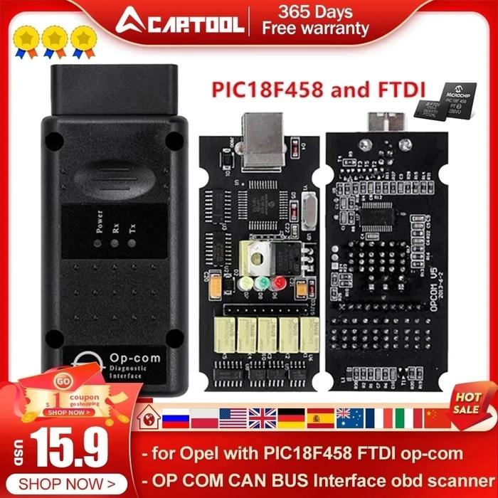 Jual OPCOM 2021 for Opel V1.7/V1.78/V1.99 with PIC18F458 FTDI op-com OBD2 - Jakarta Barat ...