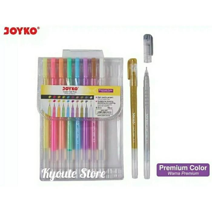 Jual Joyko Gel Pen Set 10 Warna Soft Cocok Kertas Putih / Hitam ...